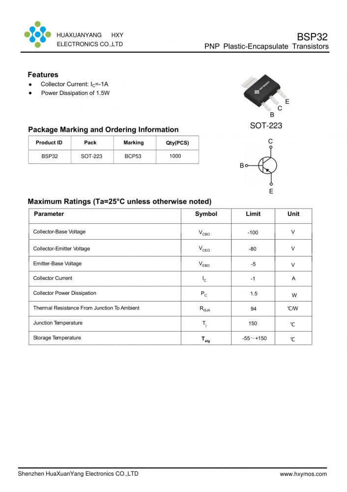BSP32-HXY datasheet page 1