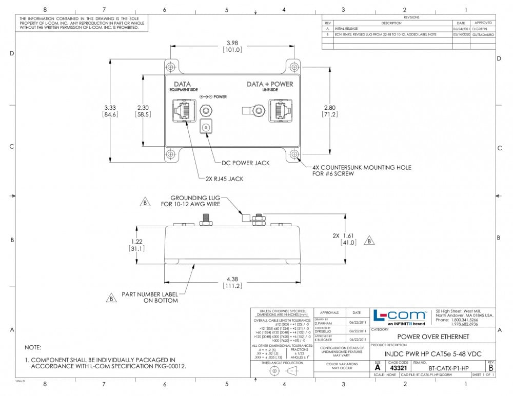 L-com BT-CAT6-P1-HP-56118 technical document