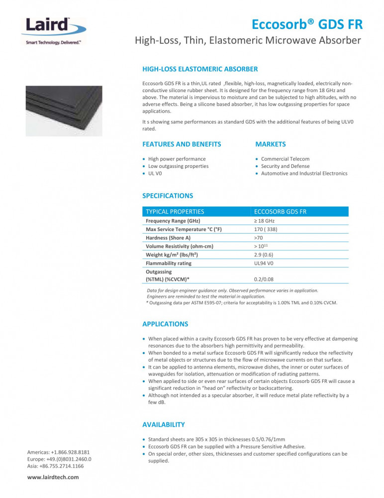 Laird ECCOSORB GDS FR technical document page 1
