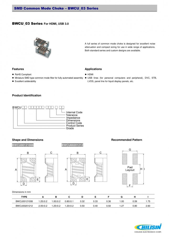 Chilisin BWCU series datasheet page 9
