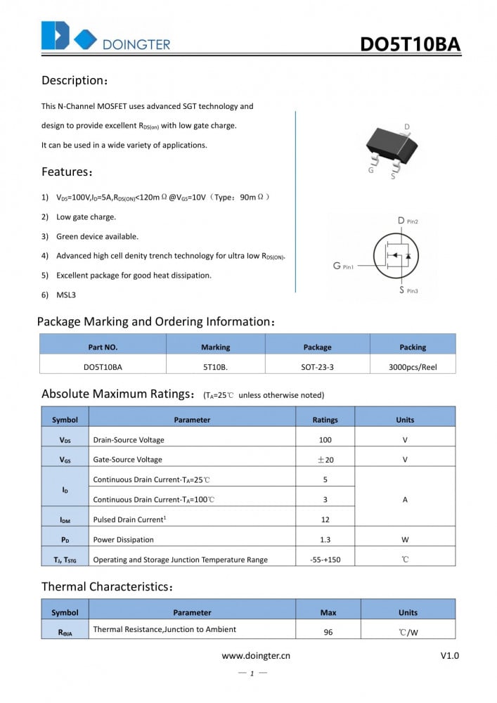 DO5T10BA datasheet page 1