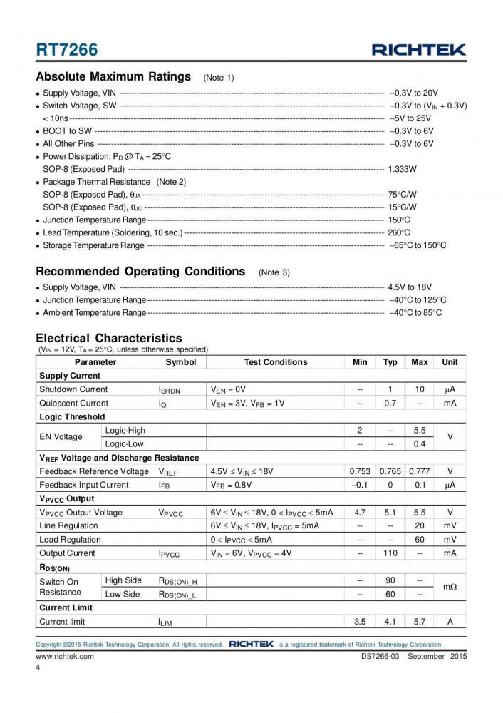 RT7266 datasheet page 4