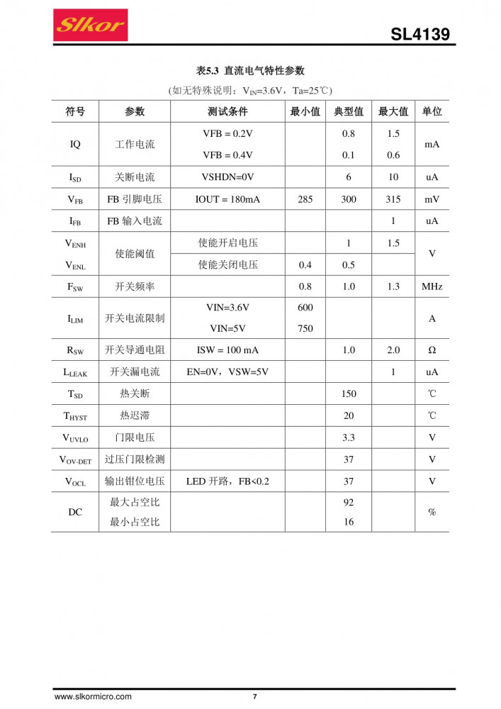SL4139 datasheet page 7