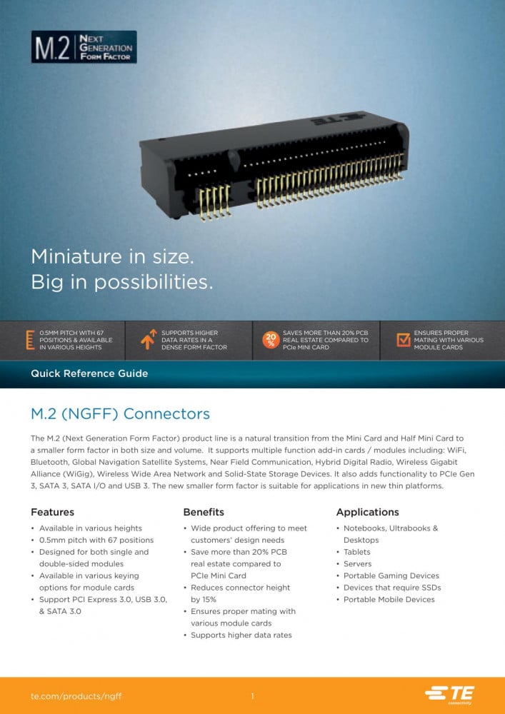 TE Connectivity M.2 connector document page 1