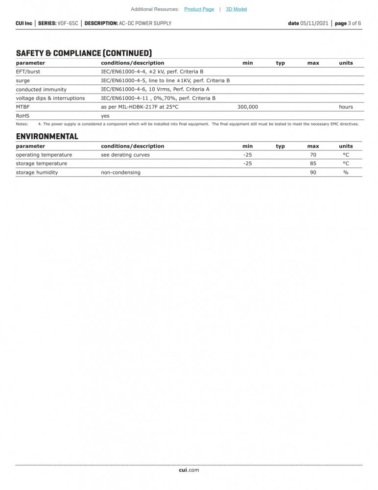 VOF-65C-S24 datasheet page 3