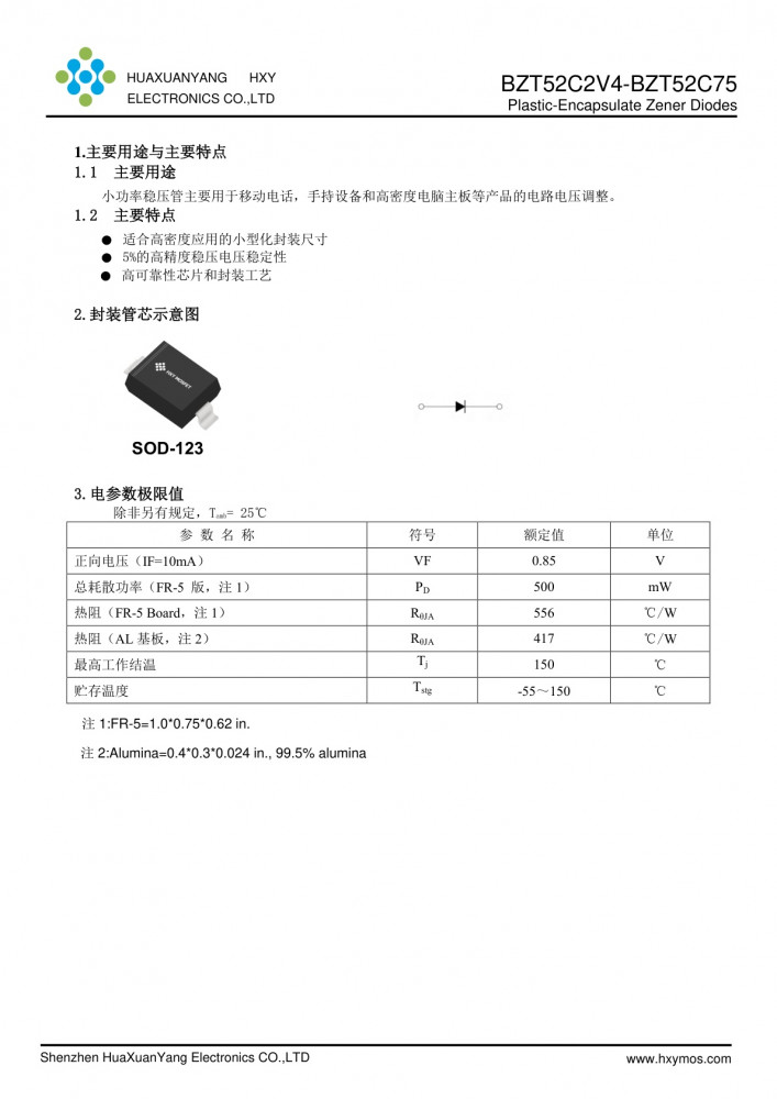 BZT52C18 technical document page 1