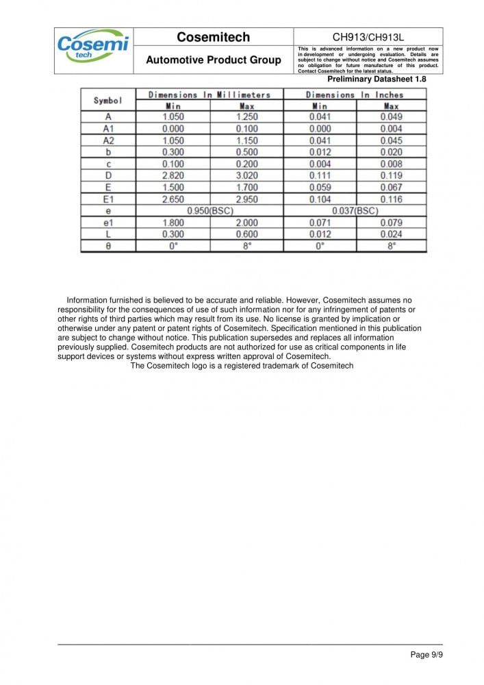 CH913SR datasheet page 9