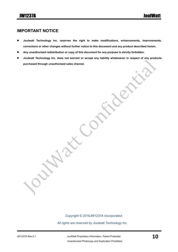 JW1237A datasheet page 10