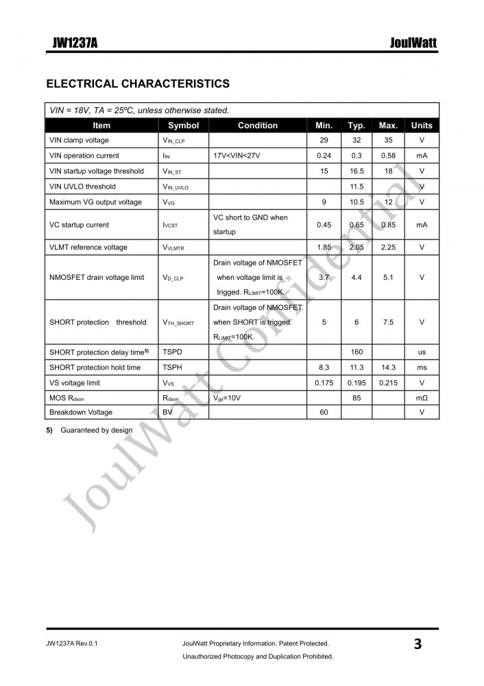 JW1237A datasheet page 3