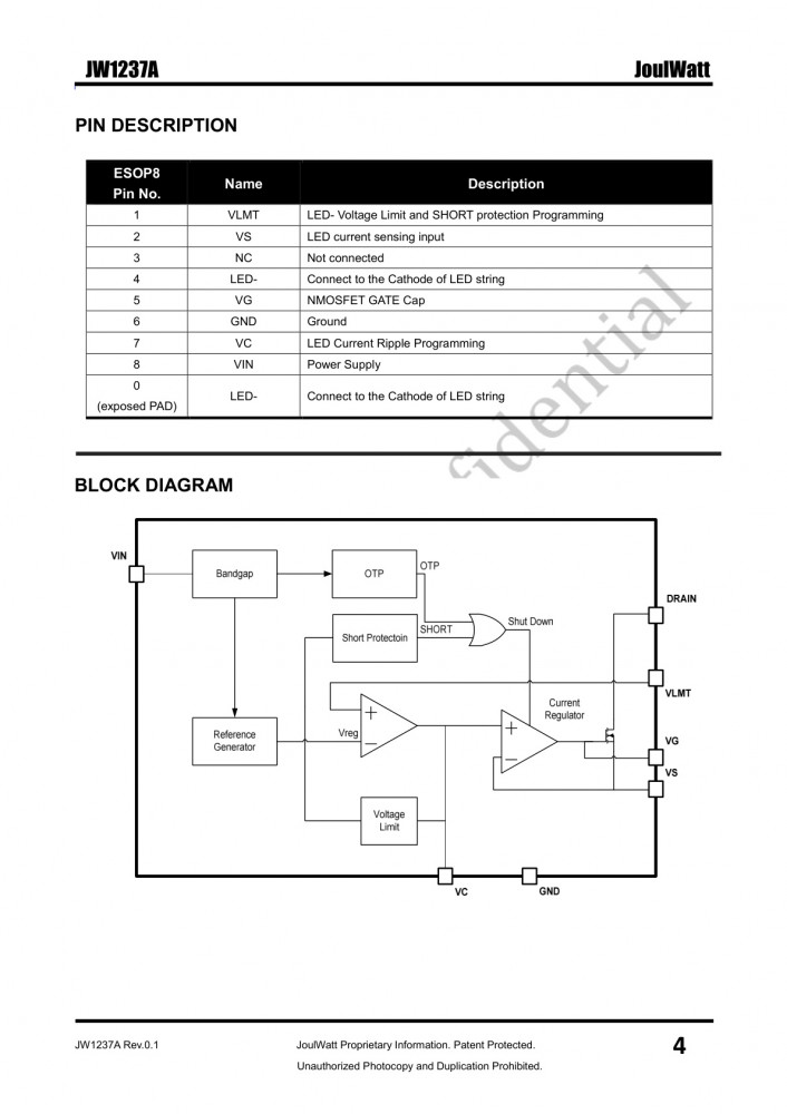 JW1237A datasheet page 4