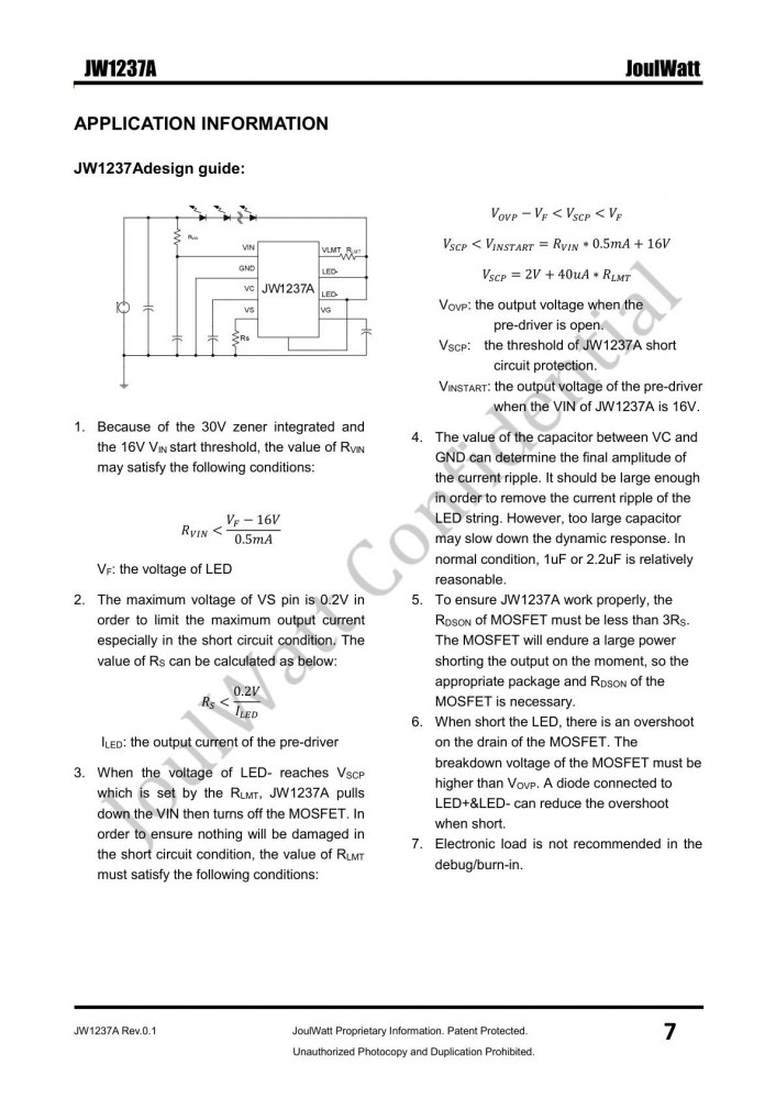 JW1237A datasheet page 7