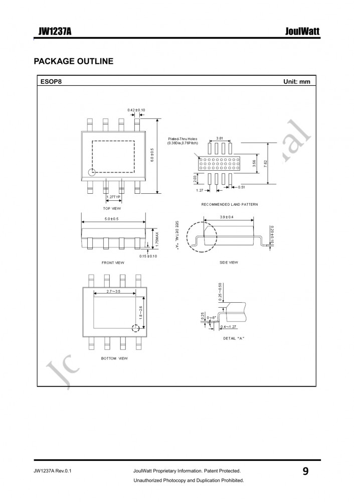 JW1237A datasheet page 9