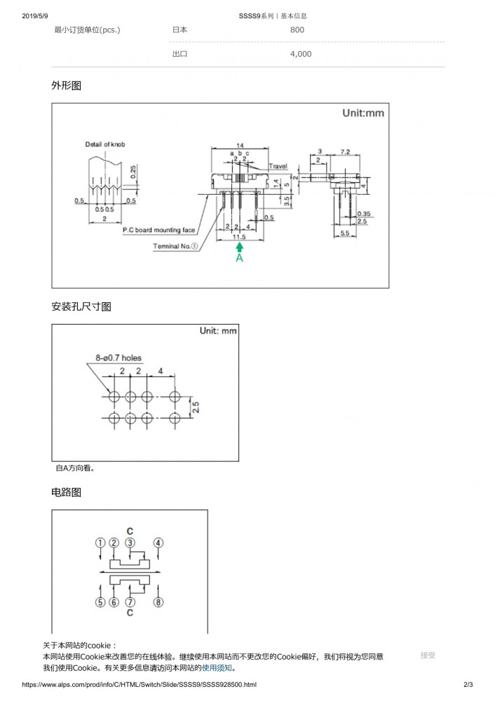 SSSS928500 mounting hole dimensions