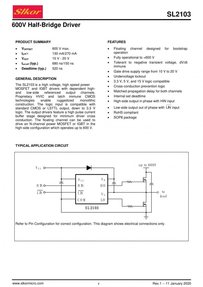 SL2103 datasheet page 1