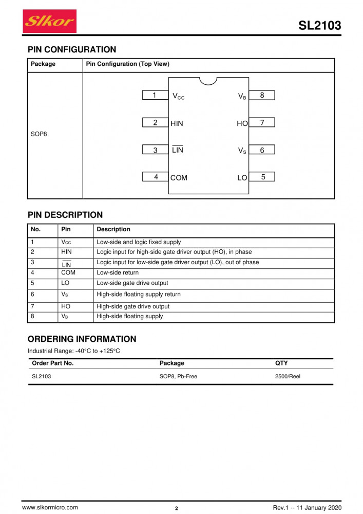 SL2103 datasheet page 2