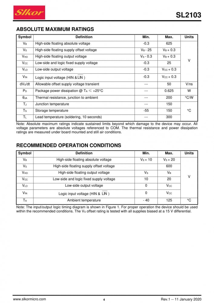 SL2103 datasheet page 4