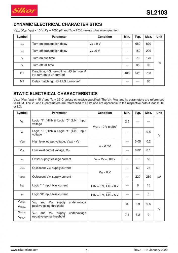 SL2103 datasheet page 5