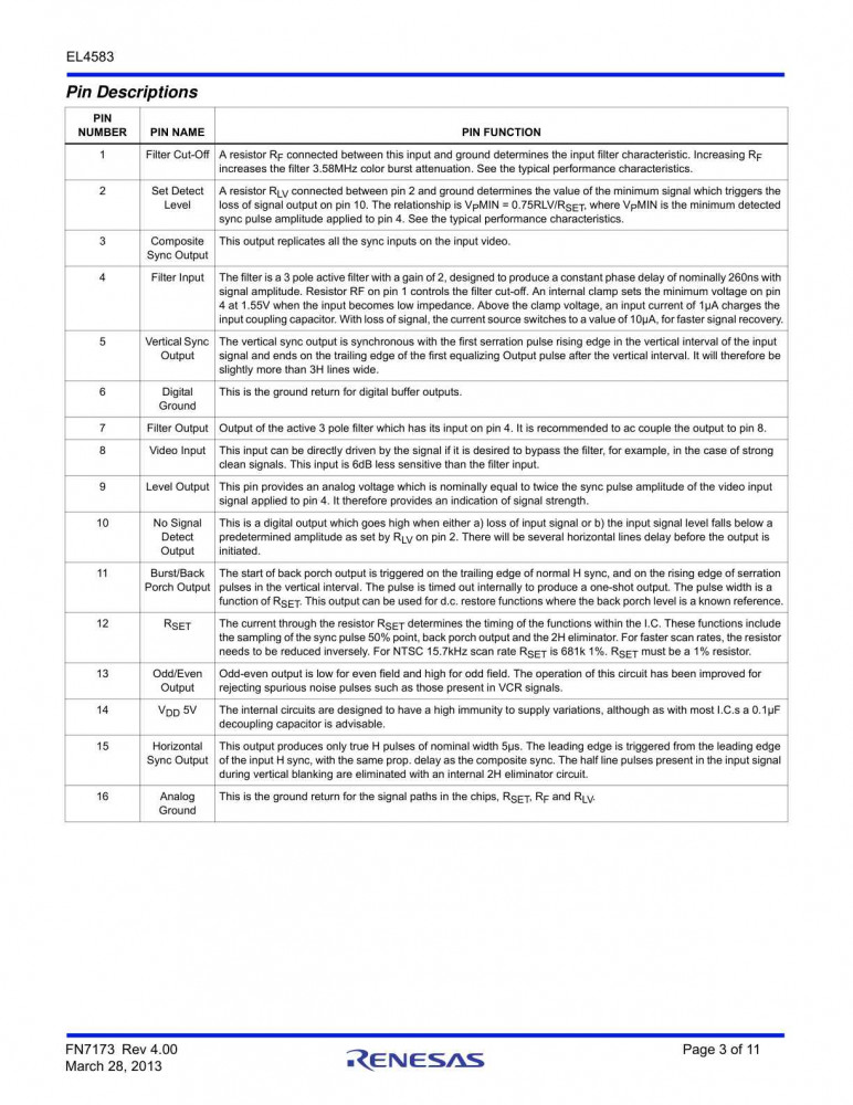 EL4583 datasheet page 3