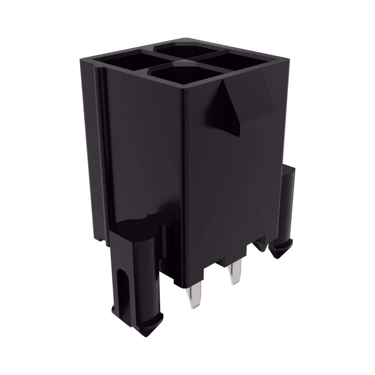 Mini-Fit Versa Color Header, Dual Row, Vertical, with Snap-in Plastic Peg PCB Lock, 2 Circuits, Nylon 6/6, UL 94V-0, Tin (Sn) Plating, Glow-Wire Capable, Black
