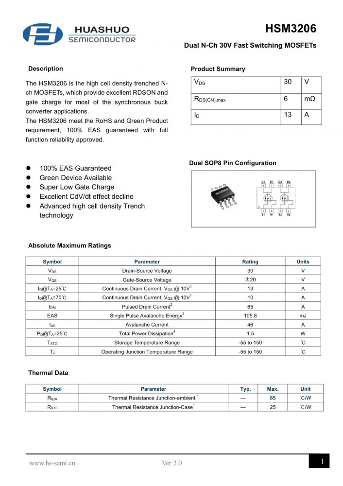 HSM3206 datasheet page 1