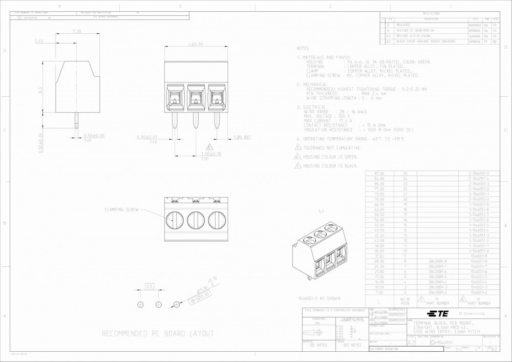 TE Connectivity 1546551 controlled drawing preview
