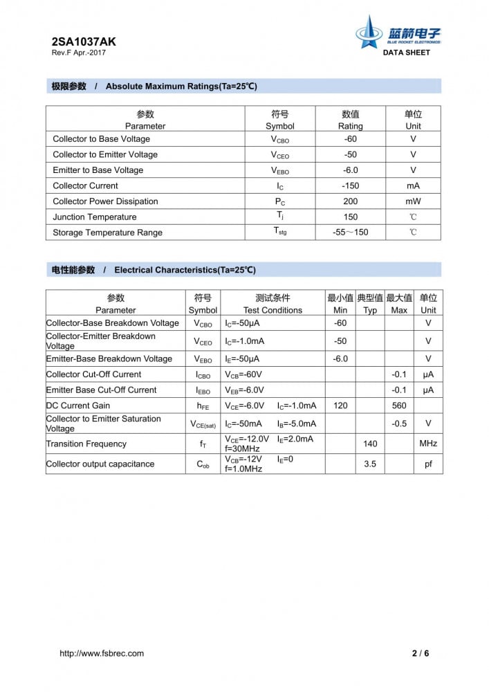 2SA1037AK-R datasheet page 2