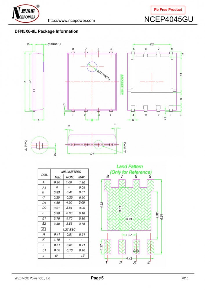 NCEP4045GU datasheet page 5