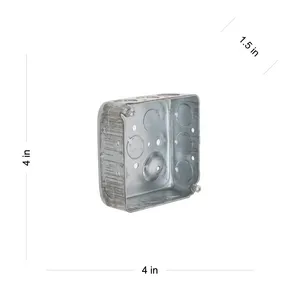 4 in. Square Box, Drawn, 1-1/2 in. Deep with Sixteen 1/2 in. KO's, Raised Ground for sale