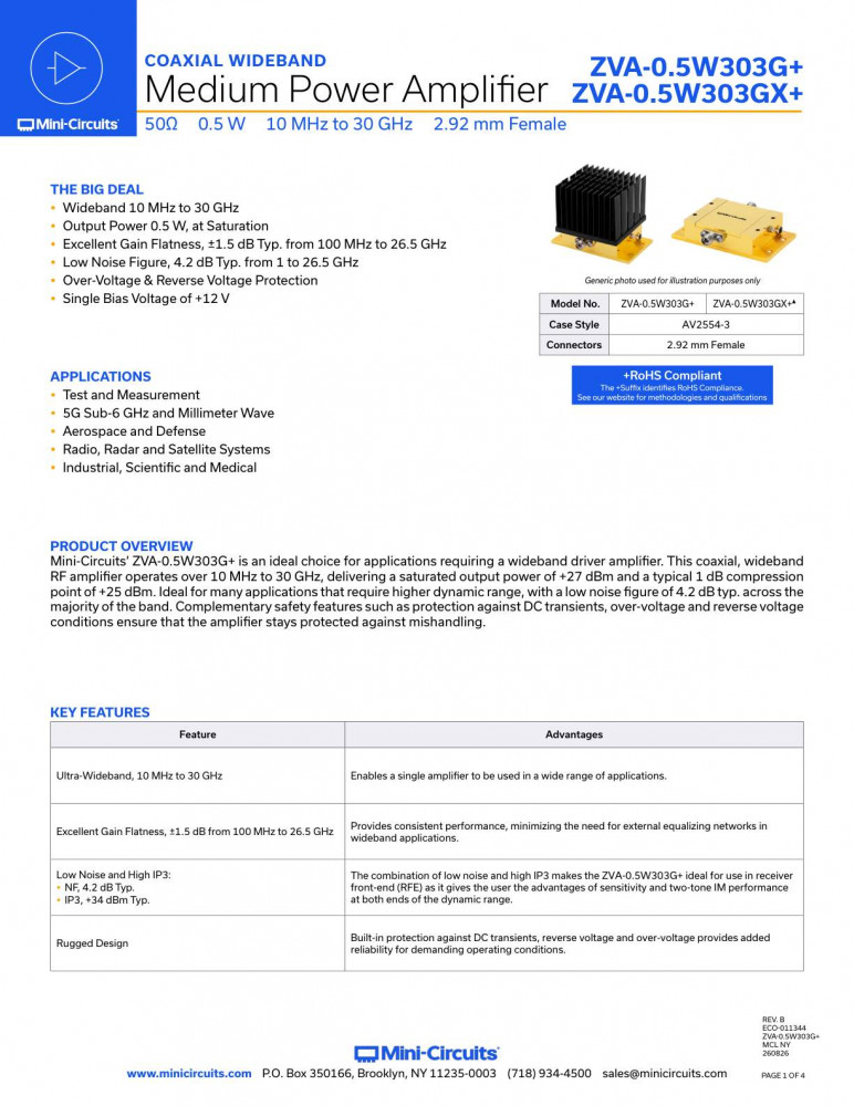 ZVA-0.5W303G+ datasheet page 1