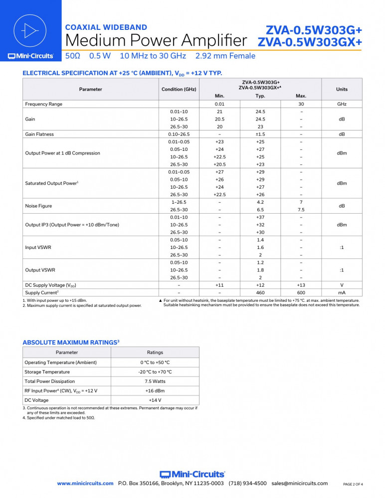 ZVA-0.5W303G+ datasheet page 2