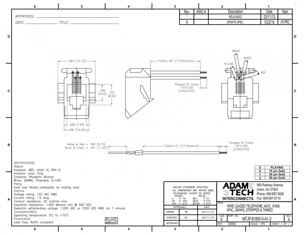 ADAM TECH MTJP-616W-X-A1-2 product documentation image