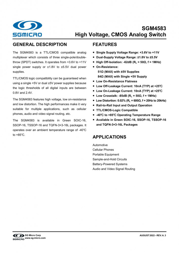 SGM4583 datasheet page 1