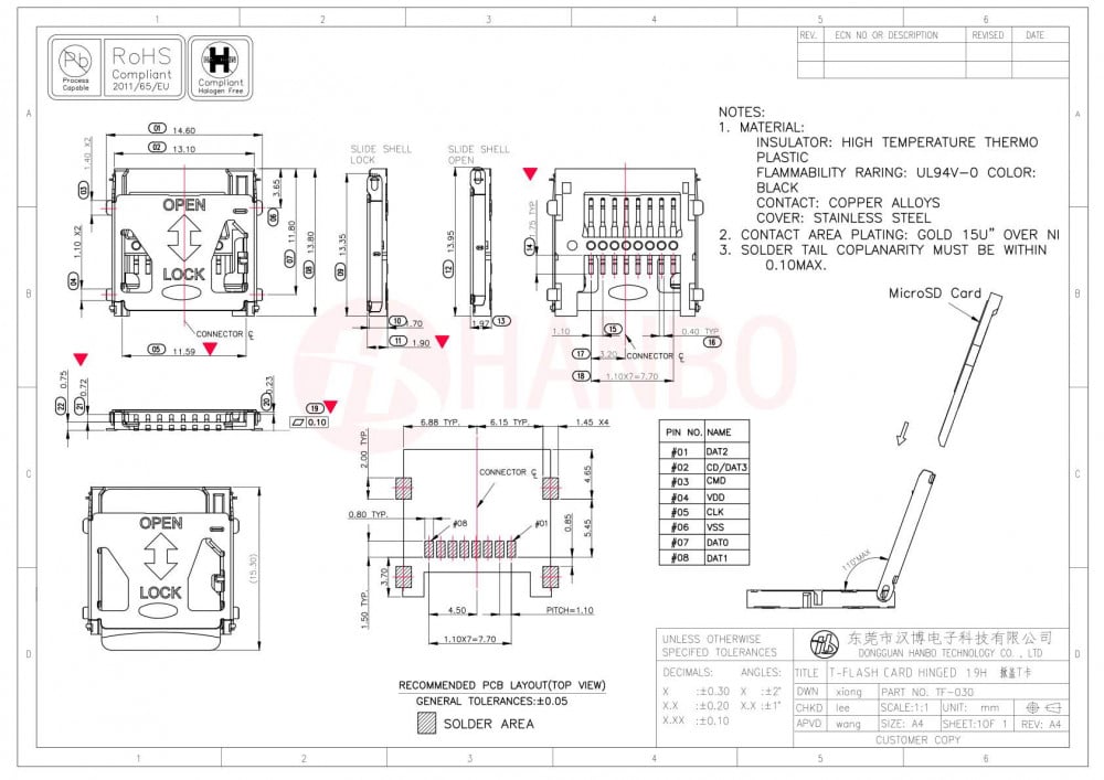 Hanbo Electronic TF-030 technical document page