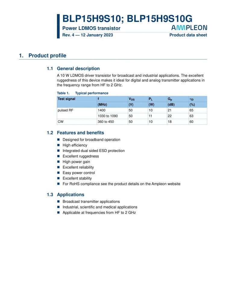 BLP15H9S10 datasheet page 1