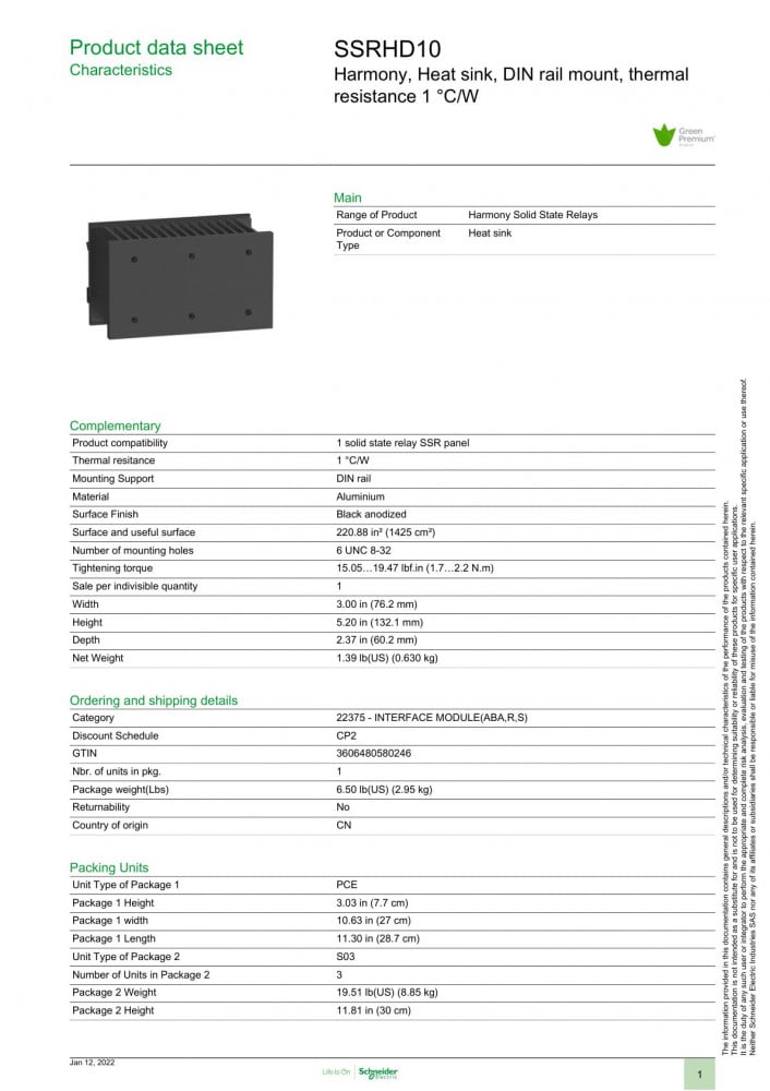 SSRHD10 technical document page 1