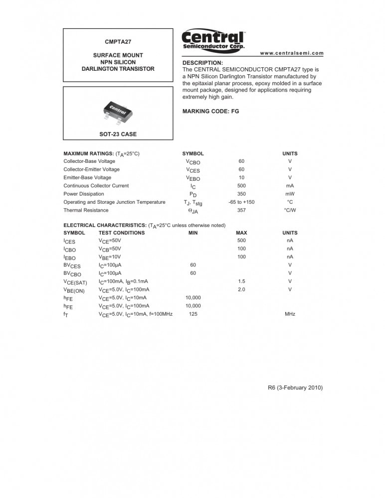 CMPTA27 TR PBFREE datasheet page 1