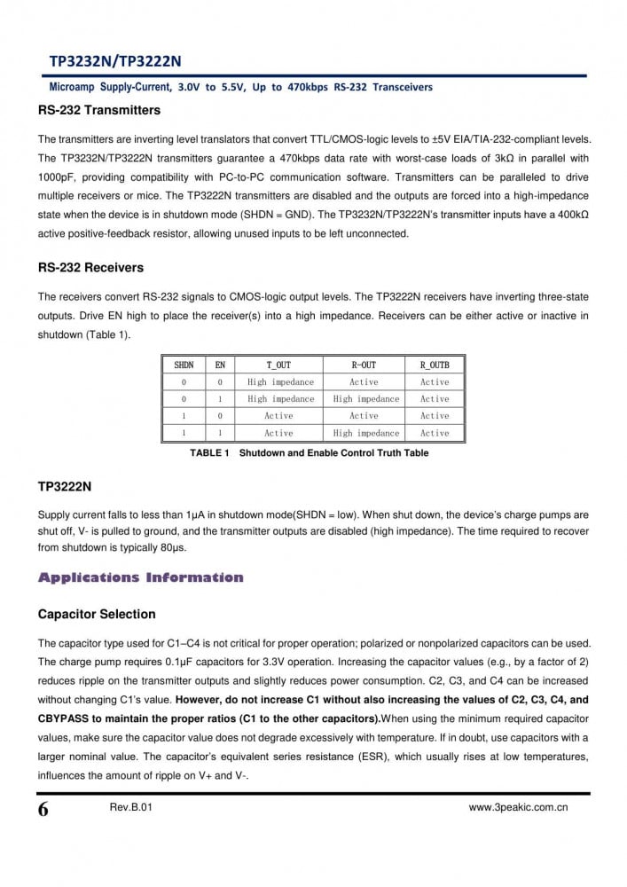 TP3232N-SR technical document page 6