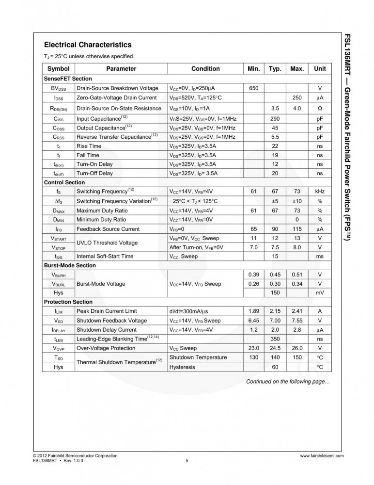 FSL136MRT datasheet page 6