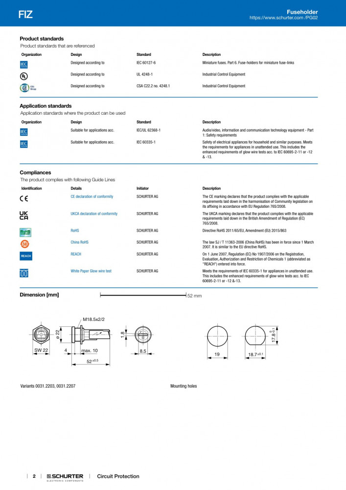 SCHURTER 0031.2207 datasheet page 2