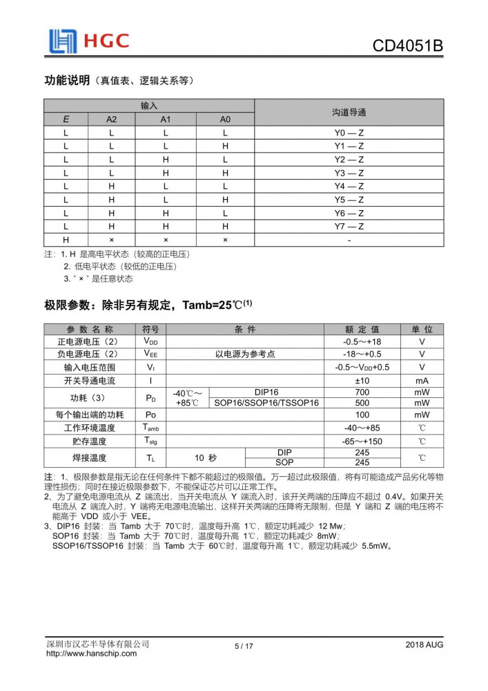 CD4051B technical document page 5