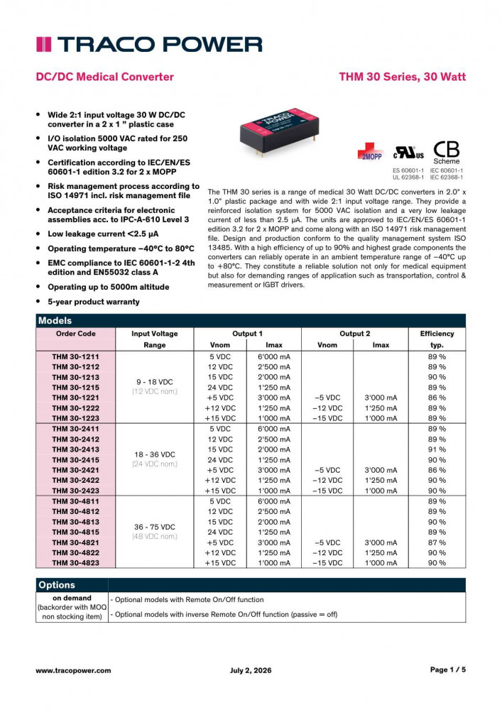 THM 30 Series document preview, page 1