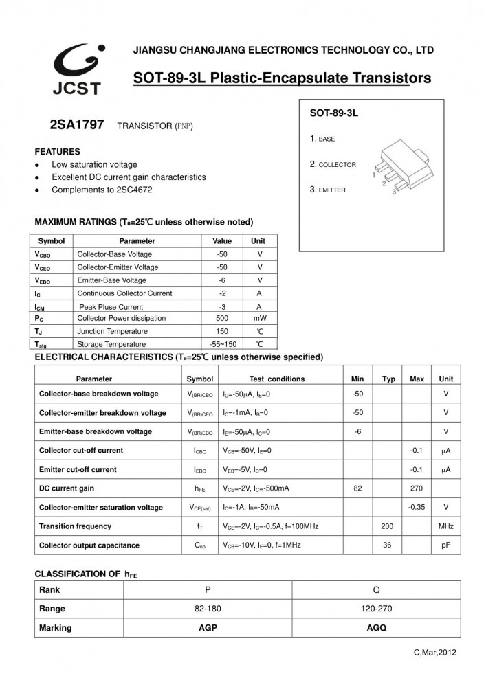 2SA1797 datasheet page 1
