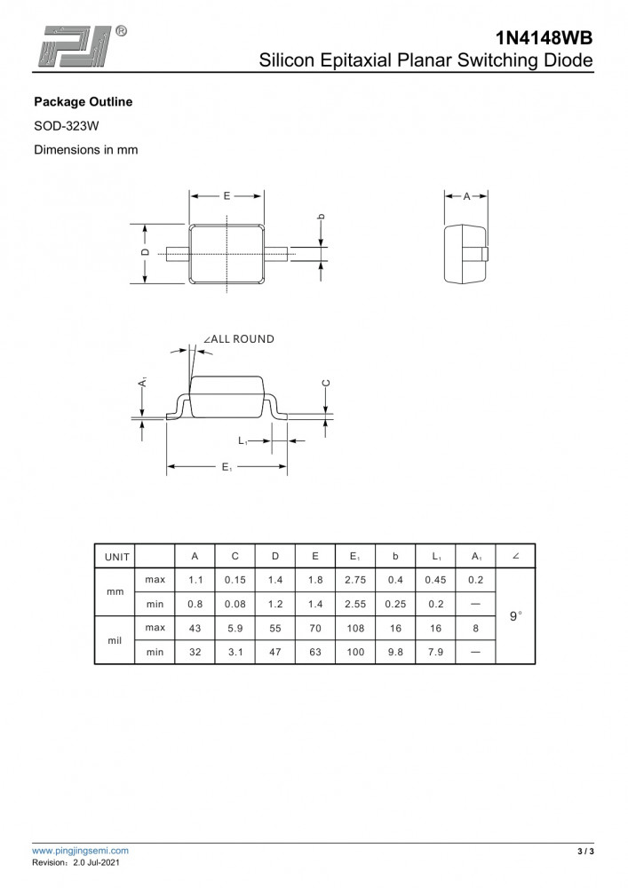 PJSEMI 1N4148WB datasheet page 3