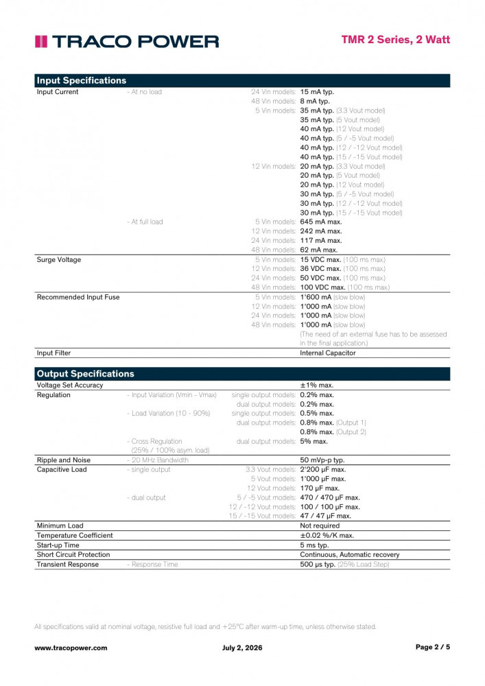 TMR 2 series technical document page 2