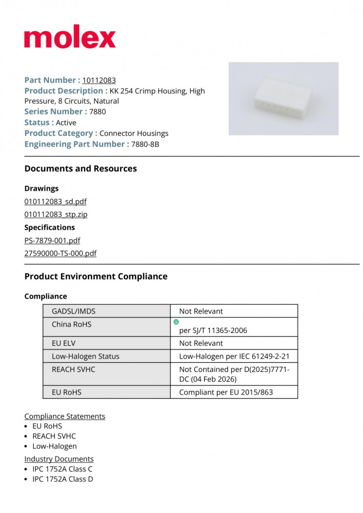 Connector specification document page 1