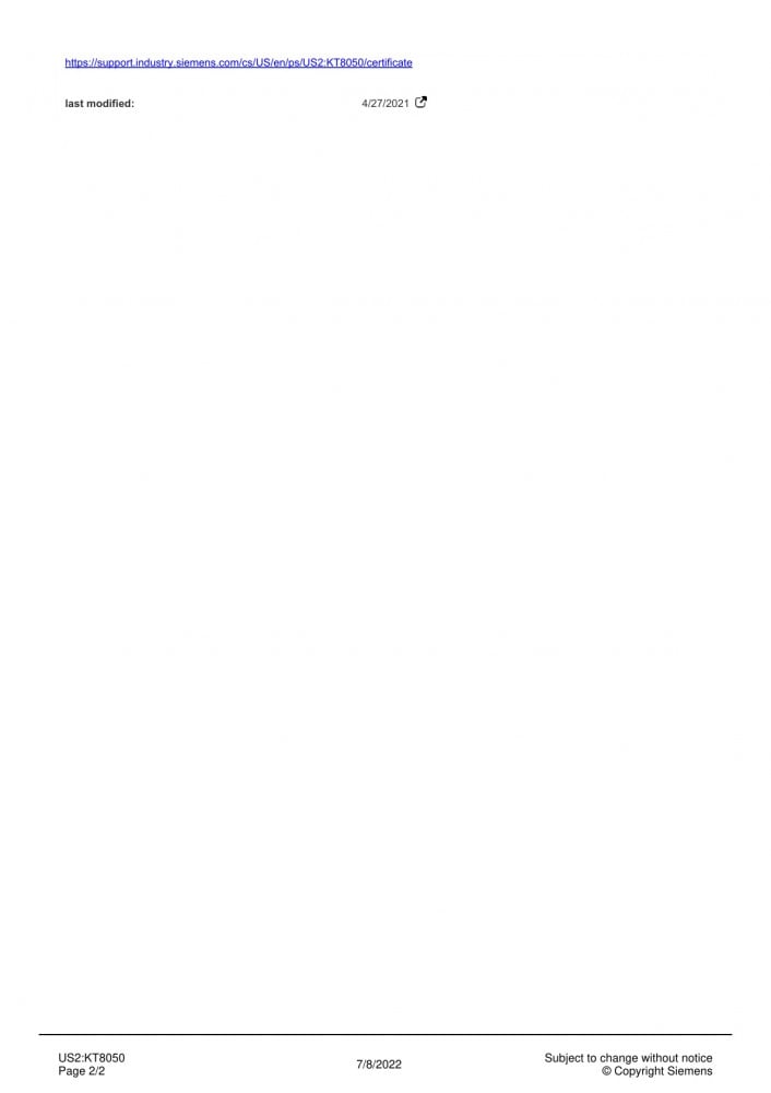 SIEMENS KT8050 technical document page 2