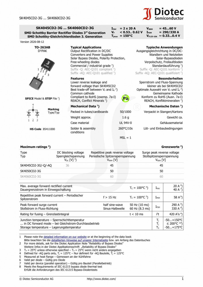 SK4050CD2-3G datasheet page 1