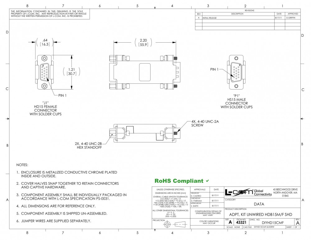 L-com DIY-HD15CMF technical document preview