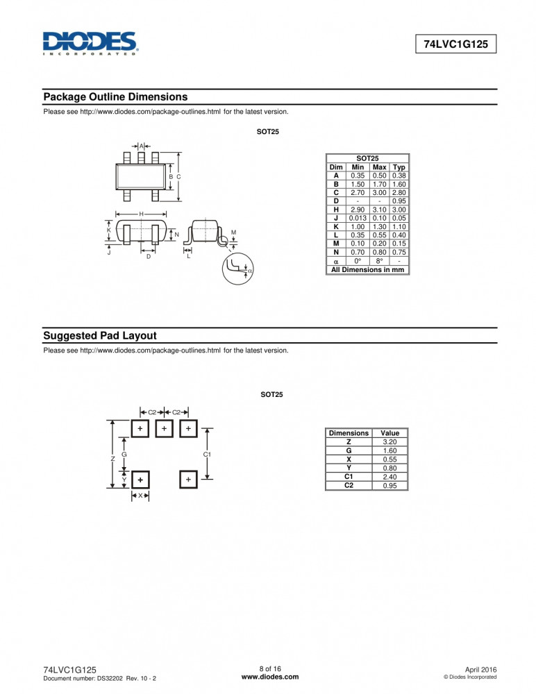 74LVC1G125W5-7 datasheet page 8