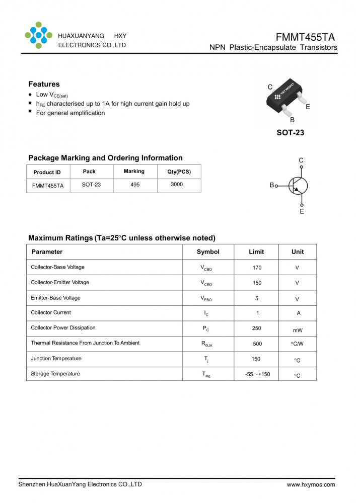FMMT455TA-HXY datasheet page 1